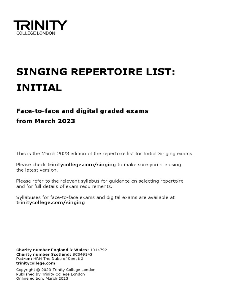 Singing Rep 2023 - Initial | PDF
