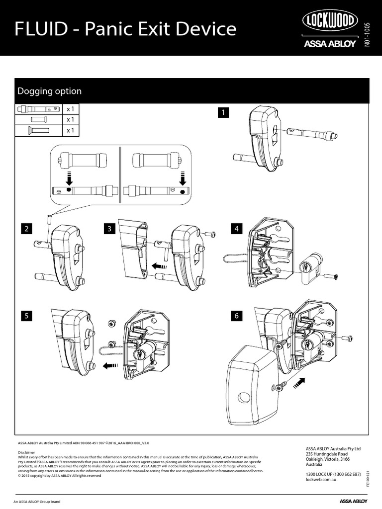 FE0010SIL Cylinder Dogging Kit Instructions | PDF | Intellectual ...