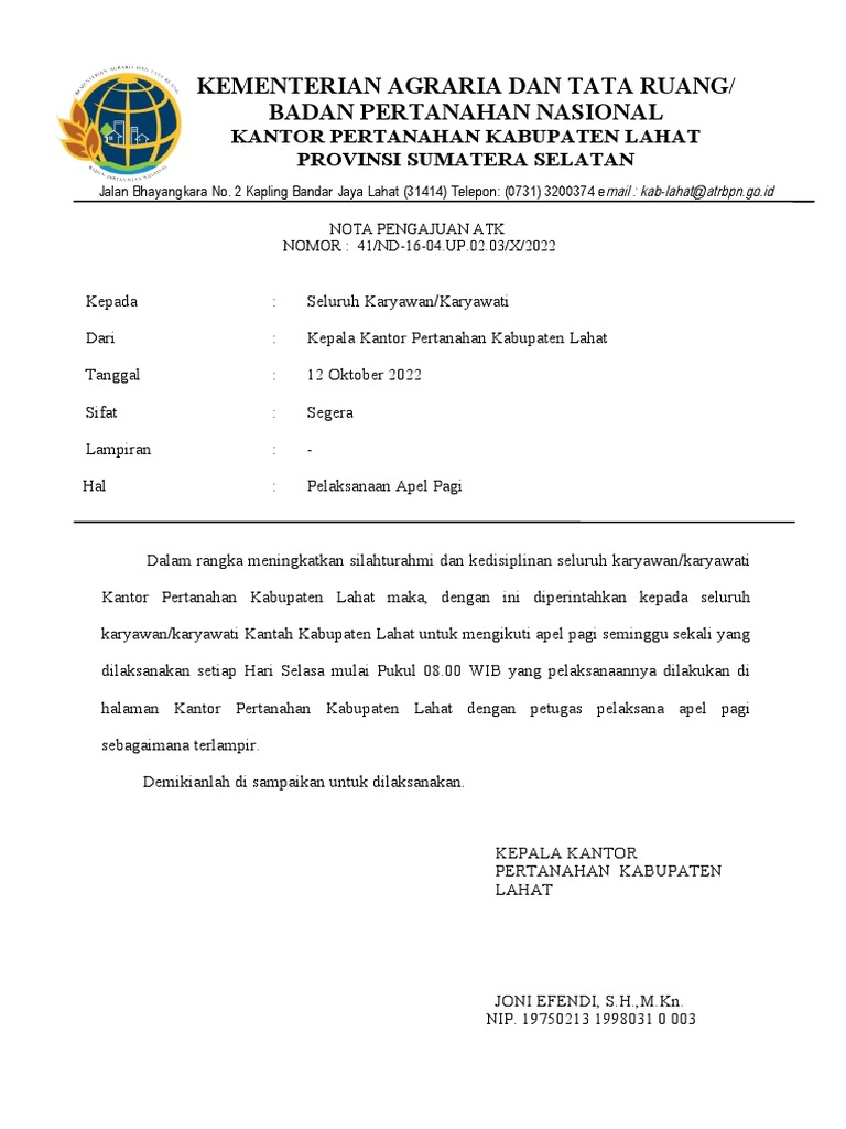 Nota Pengajuan Atk | PDF