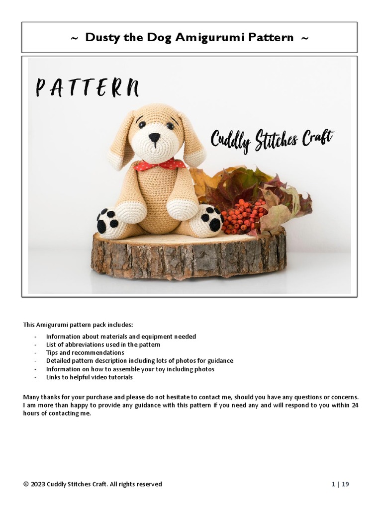 Day 14 - Cuddly Stitches Craft - Dusty The Dog Amigurumi Crochet ...