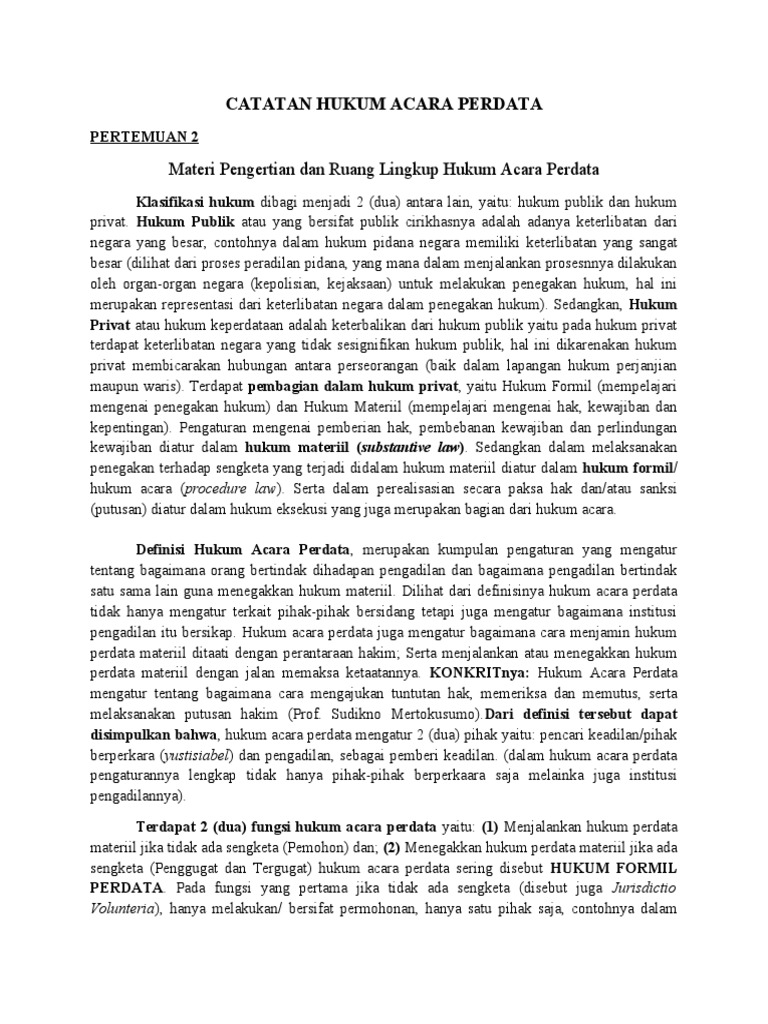 Catatan Hukum Acara Perdata | PDF