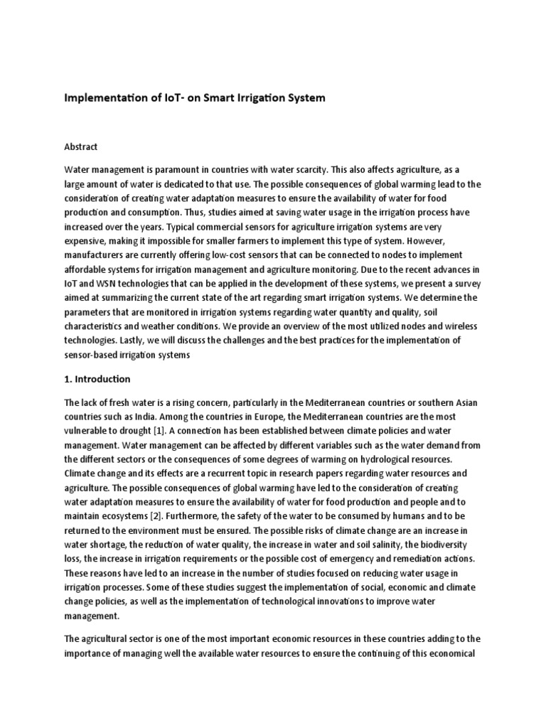 Implementationnof IOT On Smart Irrigation System 2 | PDF | Science ...