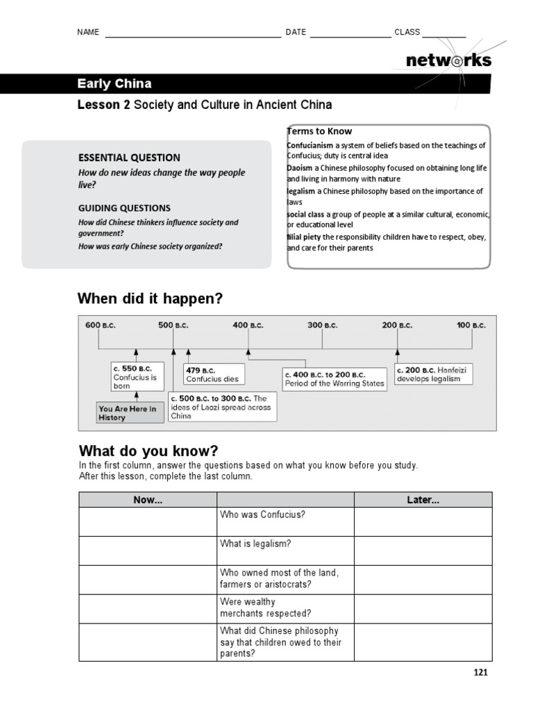 Early China Society and Culture in Ancient China Reading Essentials and ...