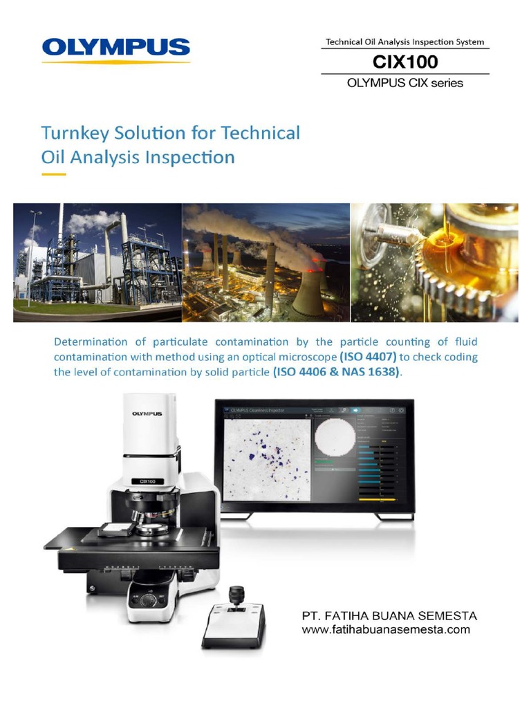 02 Brosur Mikroskop Particle Counting Olympus CIX100 (Check Coding ISO4406 & NAS1638) | PDF