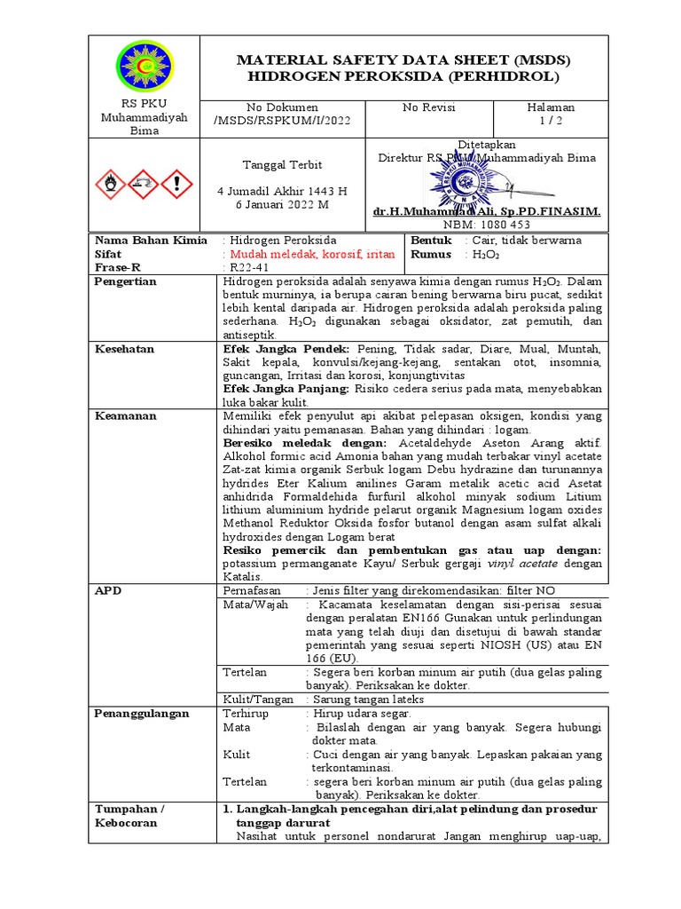 MSDS Hidrogen Peroksida | PDF