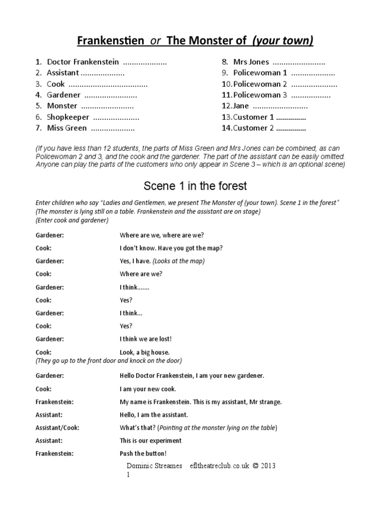 The Monster of Your Town Play Script | PDF | Art | Mystery, Thriller ...