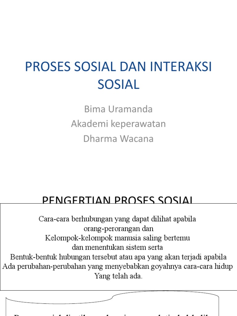 Proses Sosial Dan Interaksi Sosial | PDF
