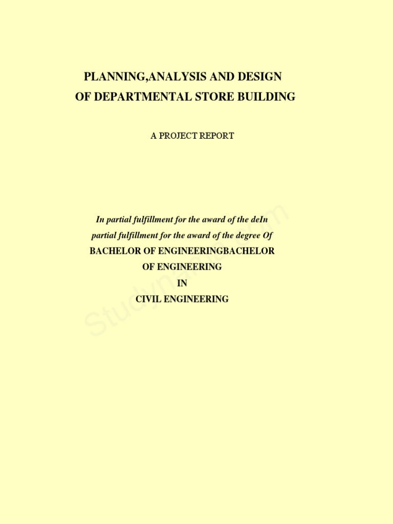 Civil Engg. Project - Planning Analysis and Design of Departmental Store Building | PDF