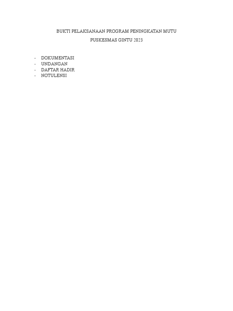 B. 1 Bukti Pelaksanaan Program Peningkatan Mutu | PDF