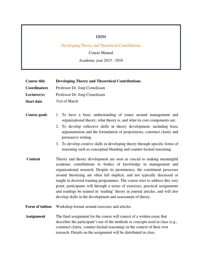 Cornelissen Strategy Doctoral Seminar Syllabus | PDF