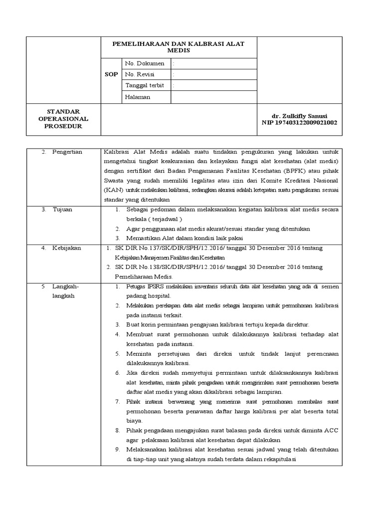 Pemeliharaan Dan Kalbrasi Alat Medis | PDF