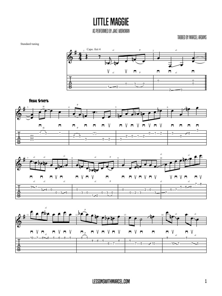 Jake Workman Little Maggie Sheet Music and Tab LTGBGH | PDF | European ...