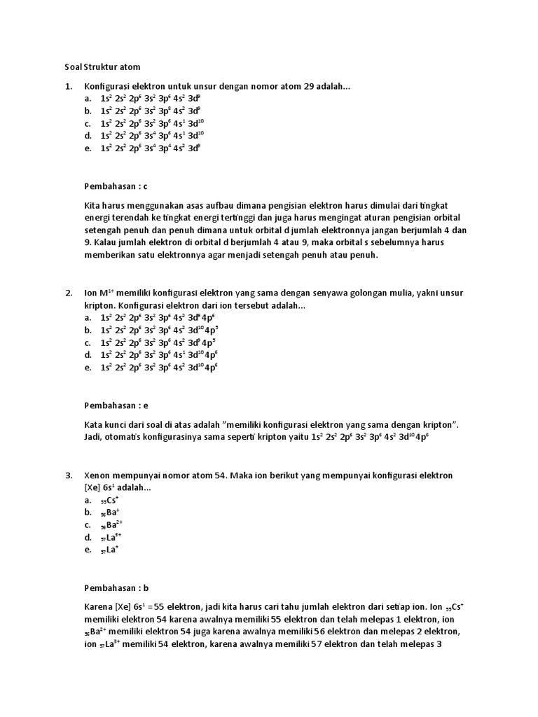 Soal Struktur Atom | PDF