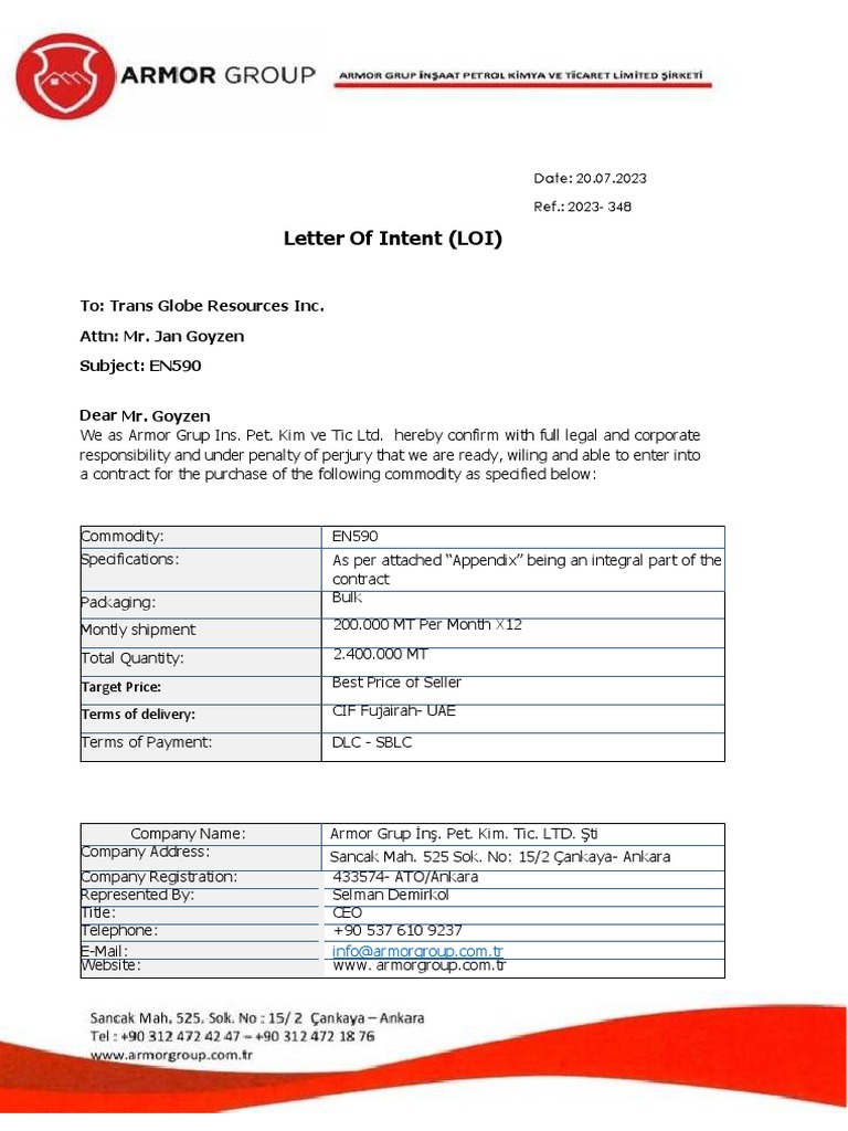 Loi-En590-Trans Globe | PDF | Letter Of Credit | Market (Economics)