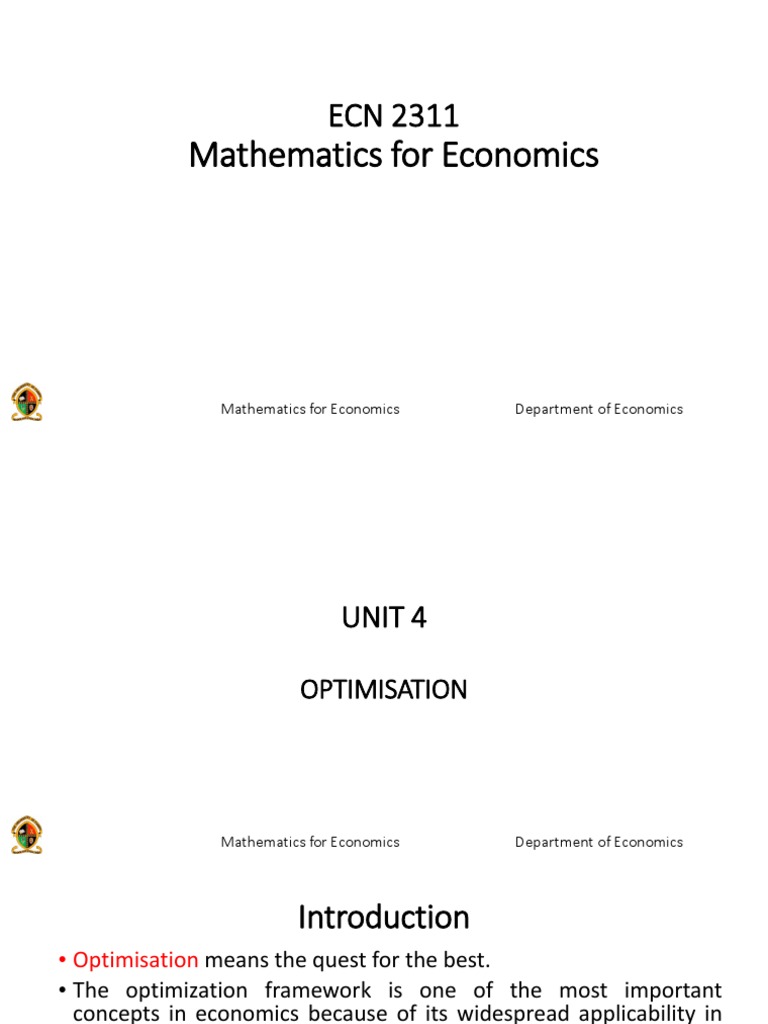 ECN 2311-Lecture 4 Class Notes | PDF | Mathematical Optimization ...