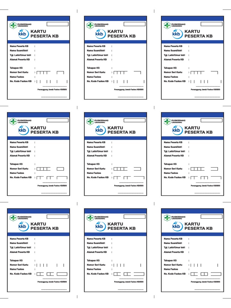 Kartu KB Puskesmas | PDF