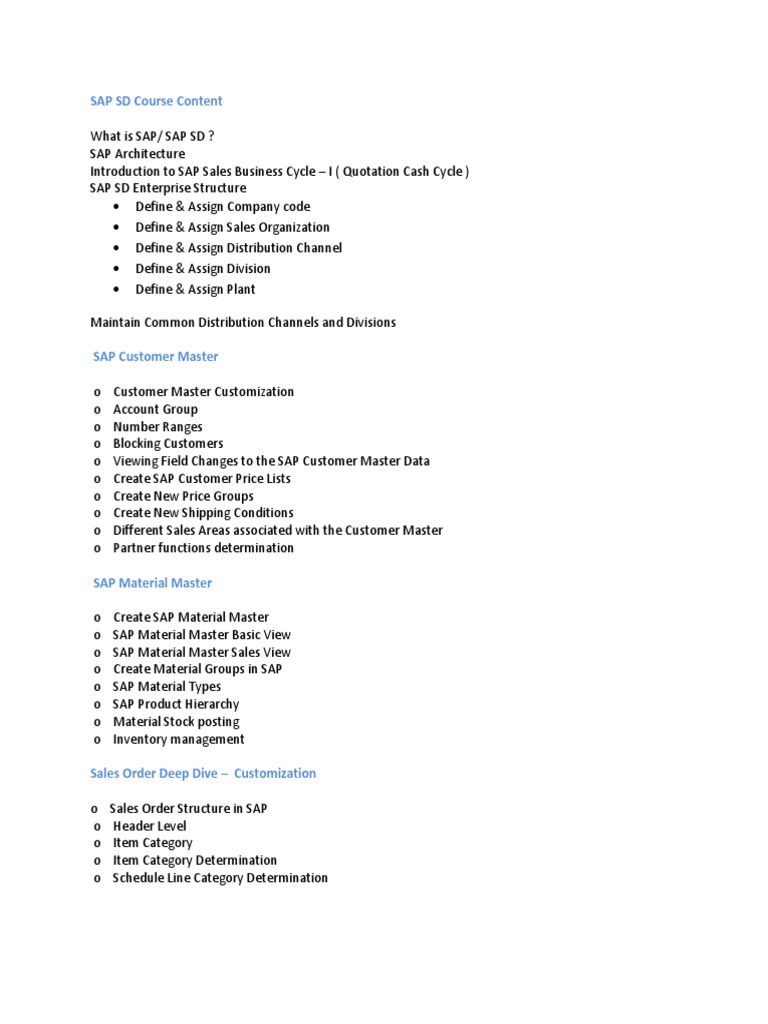 Documents 6926 SAP+SD+Course+Content | PDF