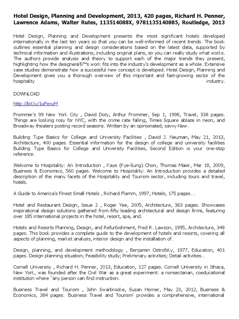 Hotel Design Planning and Development | PDF