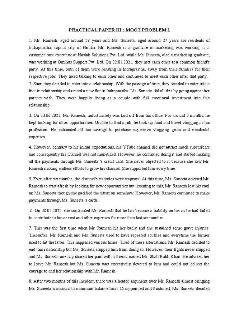 Moot Problem PR Ques | PDF