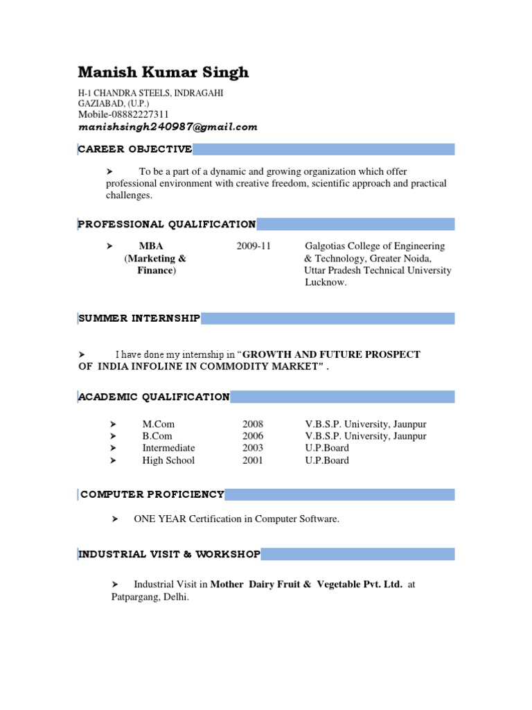 Manish CV | PDF