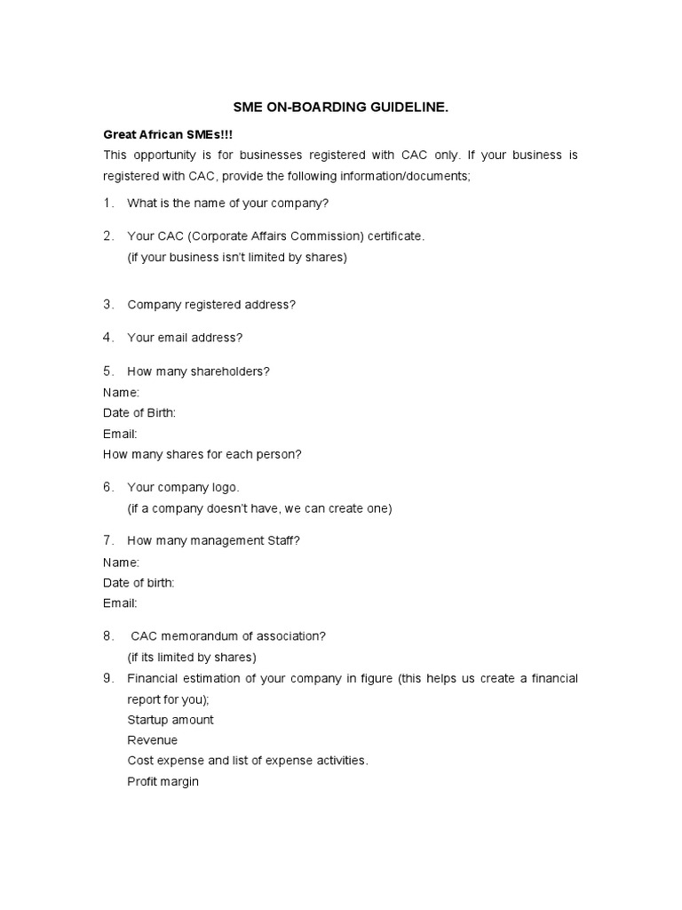SME ONBOARDING GUIDELINE (101) | PDF