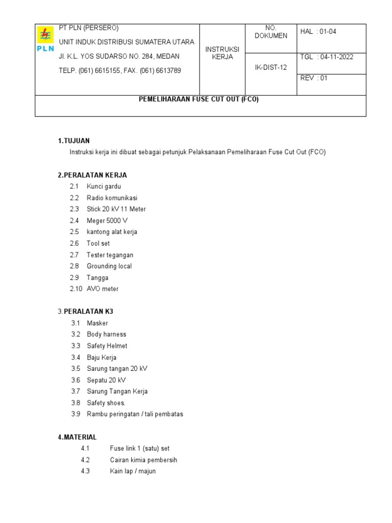Ik-Dist-12 Pemeliharaan Fuse Cut Out (Fco) | PDF