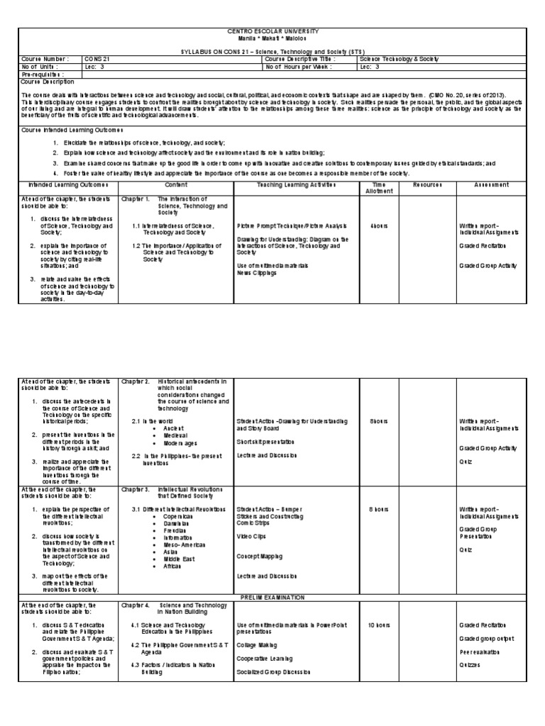 CONS-21-STS-SYLLABUS-NEW-FORMAT-1 | PDF