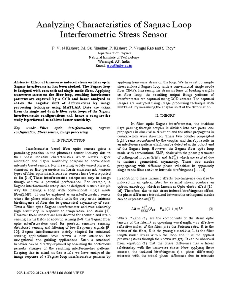 Analyzing Characteristics of Sagnac Loop Interferometric Stress Sensor | PDF | Interferometry ...