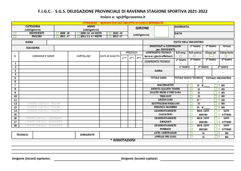 REFERTO GARA Esordienti e Pulcini 2021 22 | PDF