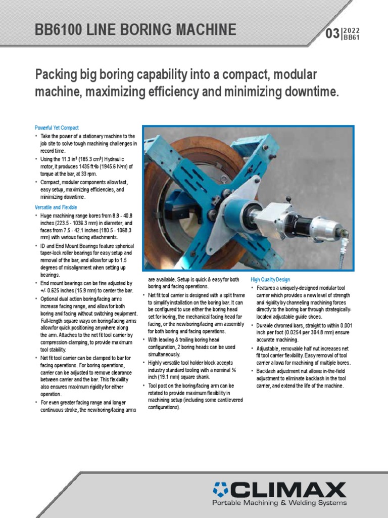CLIMAX BB6100 Line Boring Machine | PDF