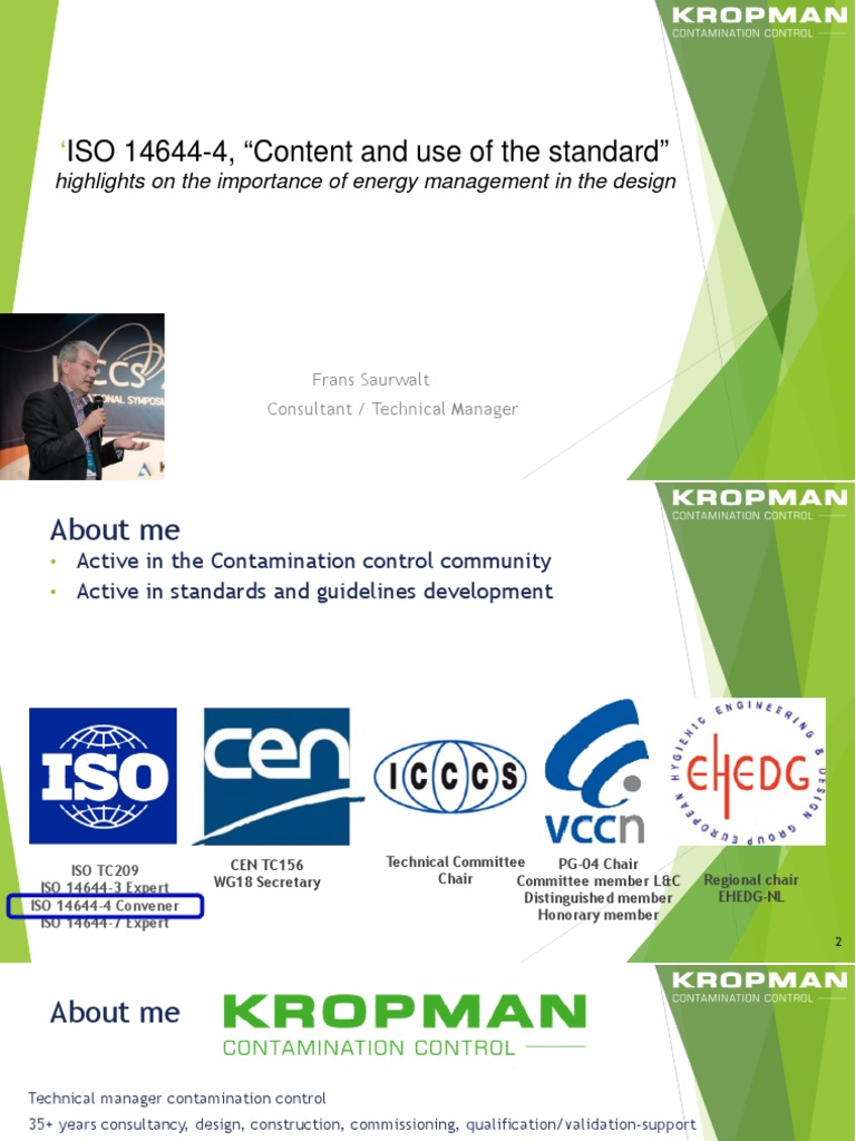 ISO 14644-4, Content and Use of The Standard - Frans Saurwalt | PDF