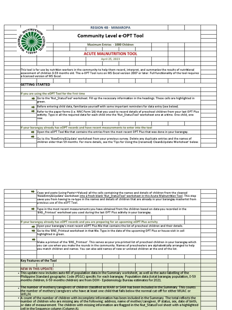 Region4B - eOPT Acute Malnutrition - Tool1 - Community Level1 - Buli | PDF