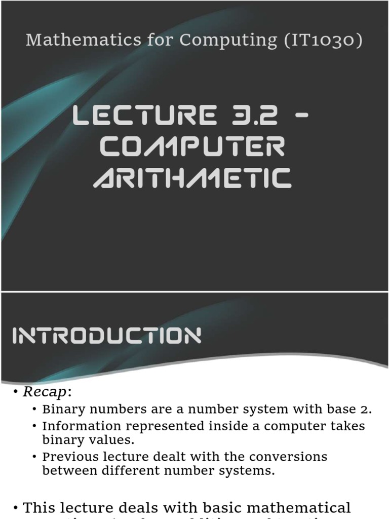 MC - Lecture Slides - 03 Computer Arithmetic | PDF