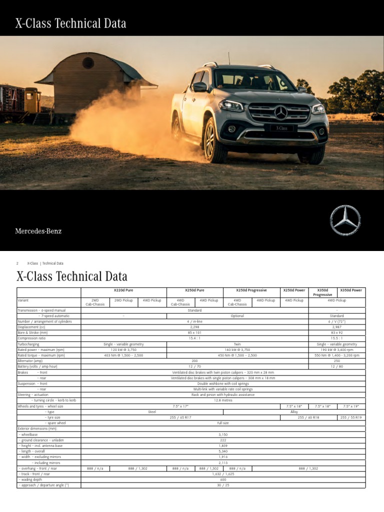 X Class Technical Data | PDF | Automotive Industry | Land Vehicles