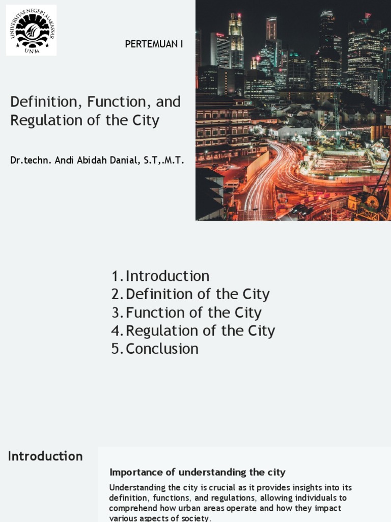 Defenition of The City, Function of The City and Regulation | PDF ...