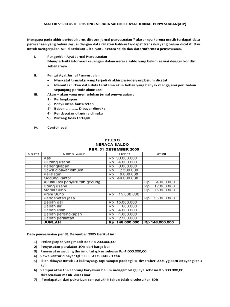 Materi V Ayat Jurnal Penyesuaian (Ajp) | PDF