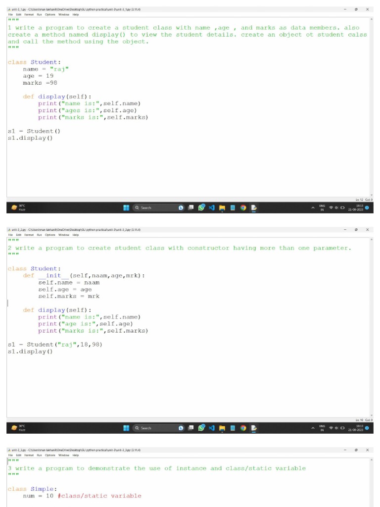 Python U-3 Practical Gujarat University | PDF