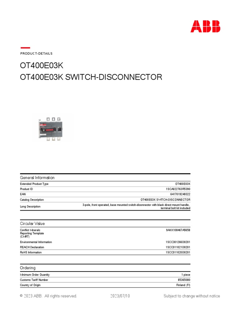 1SCA022763R5390 Ot400e03k | PDF