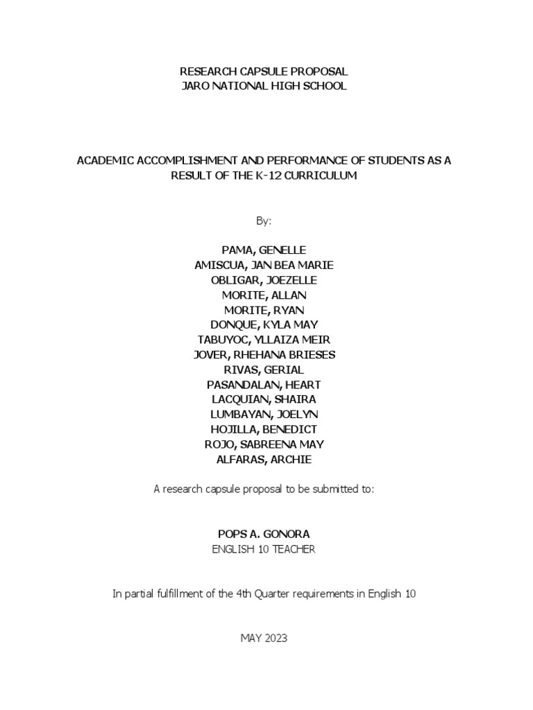 Research Capsule Proposal | PDF