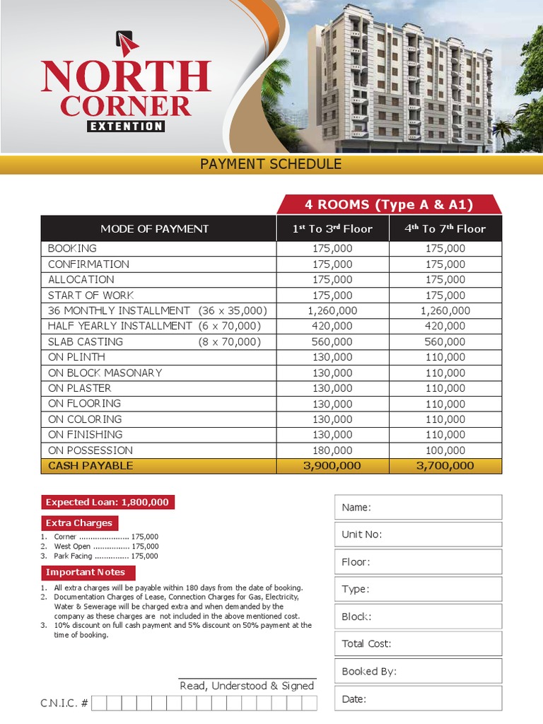 North Corner Extension Pay SCH 4 Rooms Type A | PDF | Money