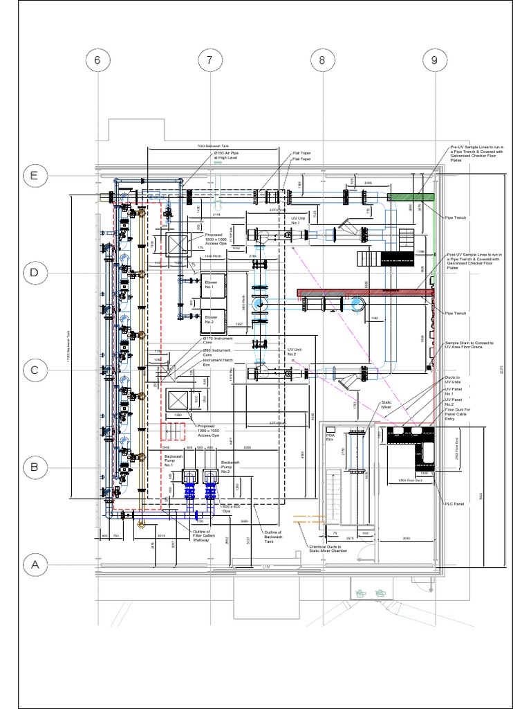 Proposed Layout Backwash Access and UV Layout - Plan View | PDF ...