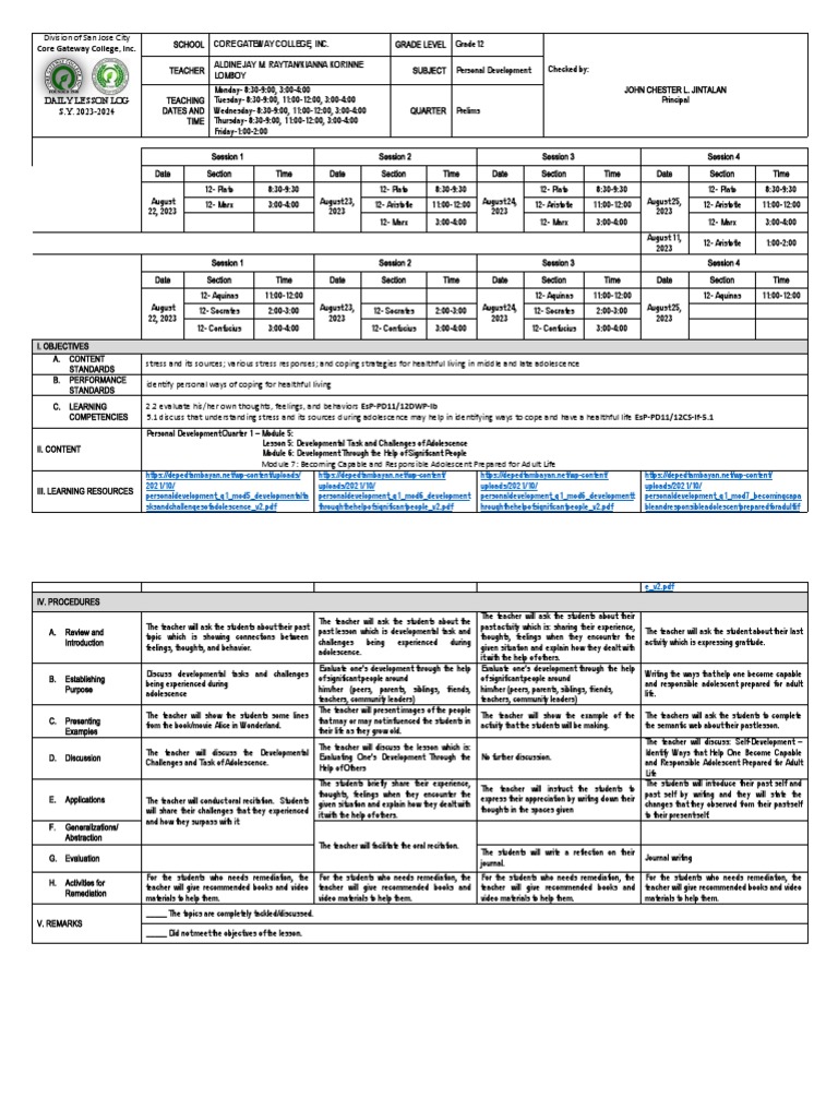 Week 3 DLL Perdev | PDF | Adolescence | Thought