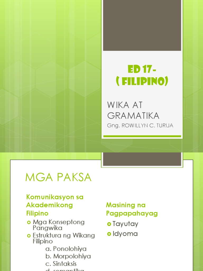 Presentation Slides in Filipino 2 | PDF