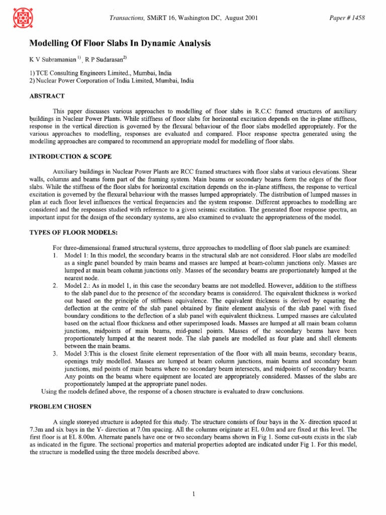 Modelling of Floor Slabs in Dynamic Analysis | PDF | Beam (Structure) | Finite Element Method