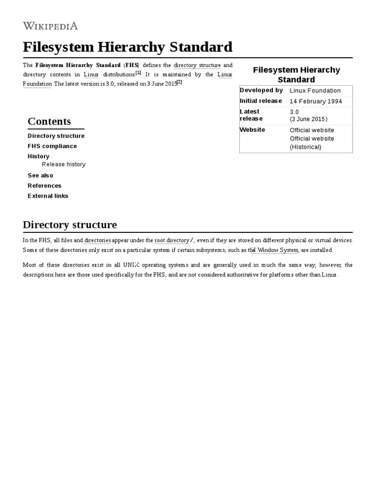 Filesystem Hierarchy Standard | PDF