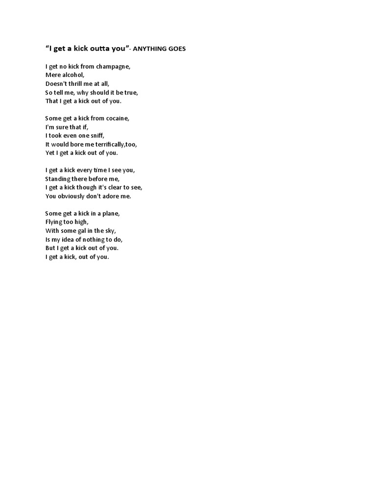 "I Get a Kick Out of You Lyrics" | PDF