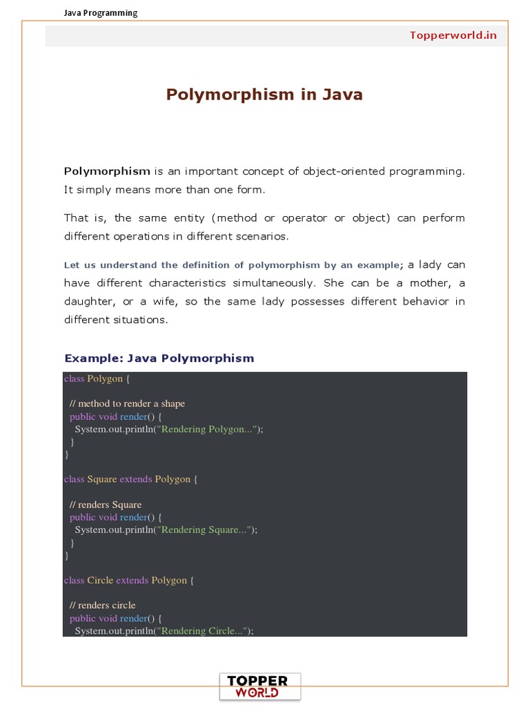 Polymorphism-in-Java 17 | PDF | Method (Computer Programming) | Class ...