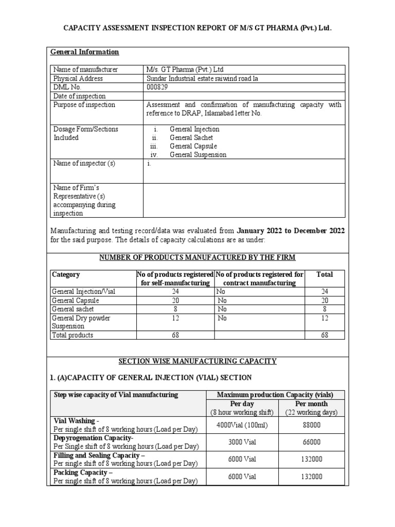 Capacity Report Format | PDF | Working Time