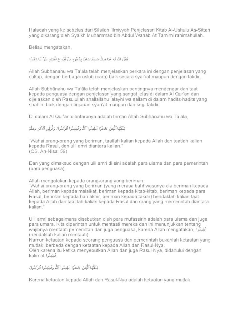 Kitab Al Ushulu As Sittah 11-15 | PDF | Agama & Spiritualitas