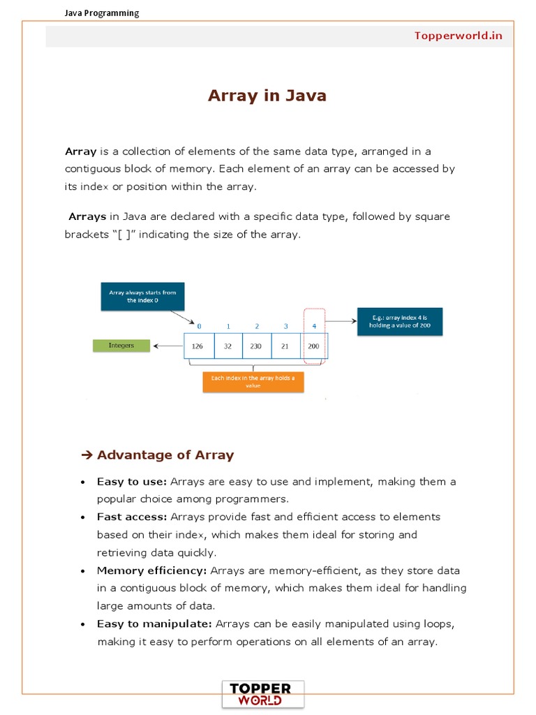 Array In Java 11 Pdf Data Type Computer Programming